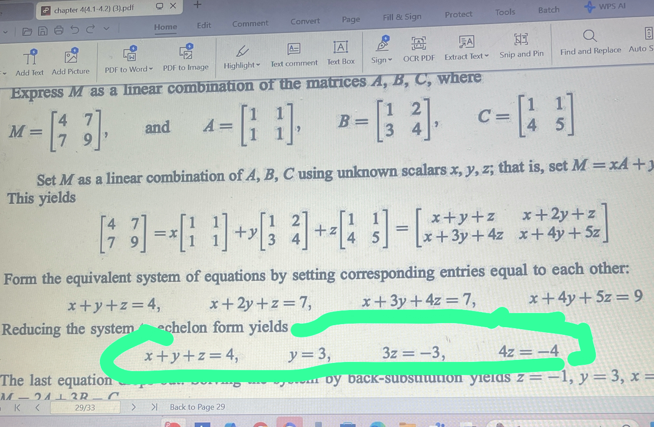 Solved Express M ﻿as a linear combination of the matrices | Chegg.com