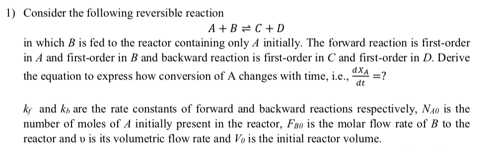 Solved 1) Consider the following reversible reaction ABC+ D | Chegg.com