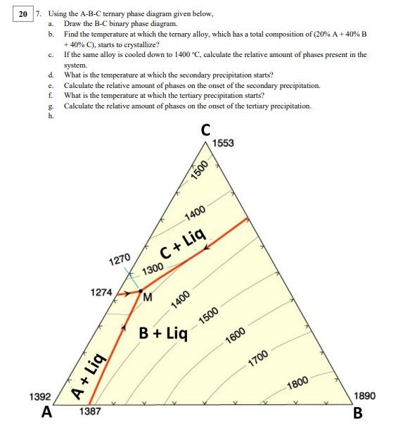 Using the A-B-C ternary phase diagram given | Chegg.com