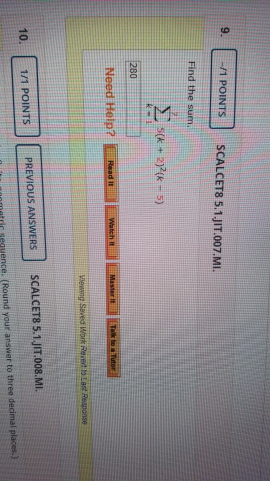 Solved -11 POINTS SCALCET8 5.1.JIT.007.MI. Find the sum. 2 | Chegg.com