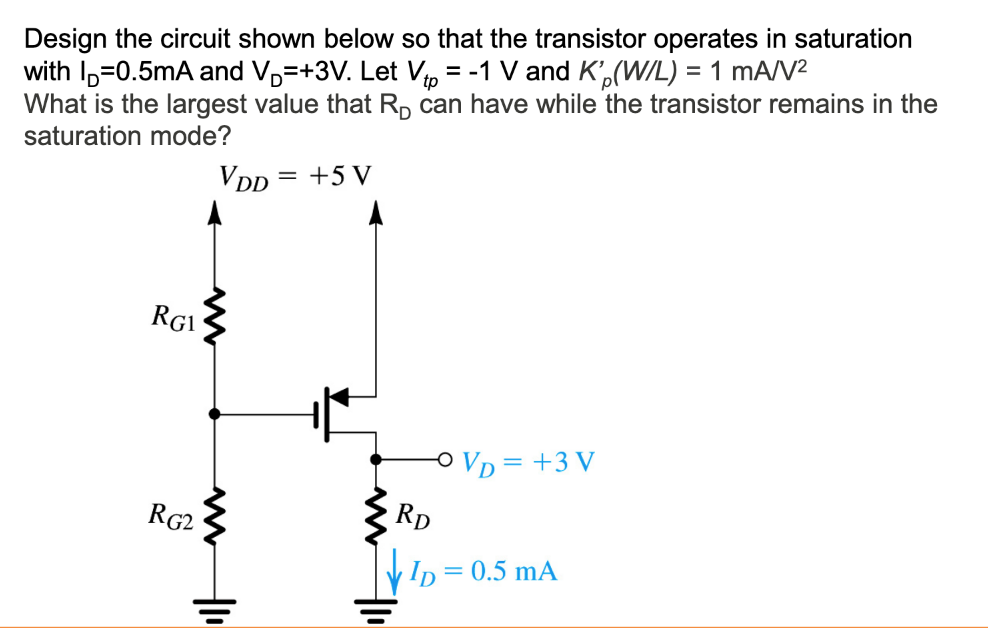 Solved Design the circuit shown below so that the transistor | Chegg.com