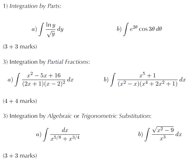 Solved 1) Integration by Parts: a) ∫ylnydy b) ∫e2θcos3θdθ | Chegg.com