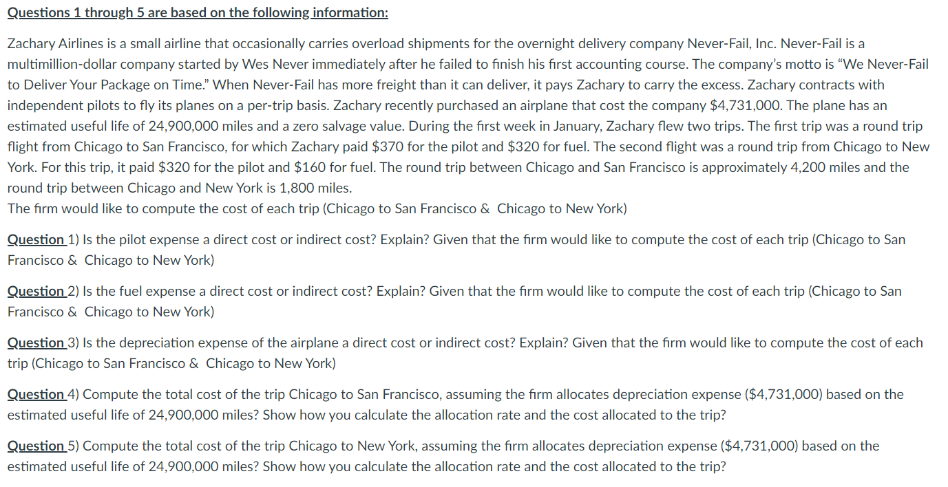 Solved Questions 1 through 5 are based on the following | Chegg.com