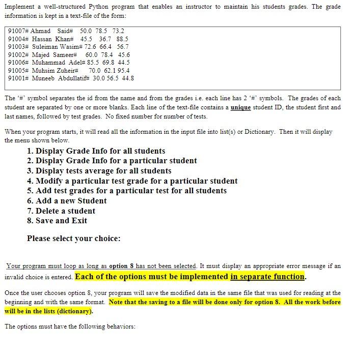 Solved Implement a well-structured Python program that | Chegg.com