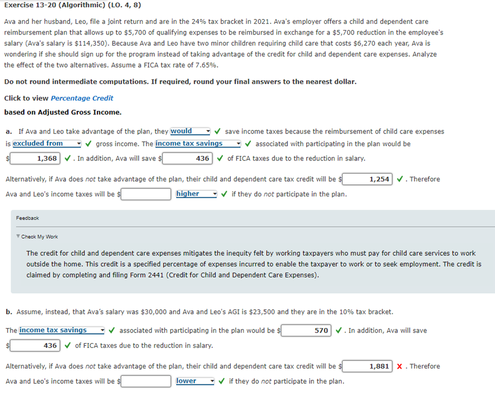 Solved Exercise 13-20 (Algorithmic) (LO. 4, 8) Ava and her | Chegg.com