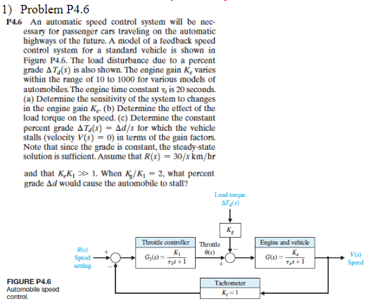 Solved 1) Problen P4.6 P4.6 An automatic speed control | Chegg.com