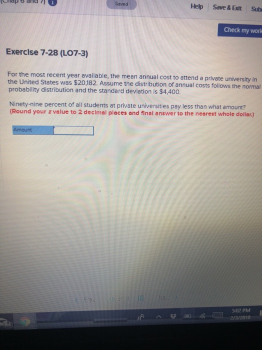 Solved Saved Help Save & Exit Sub Check my work Exerclse | Chegg.com