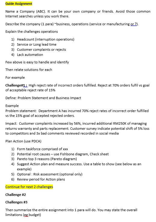 Solved Guide Assignment Name a Company (ABC). It can be your | Chegg.com