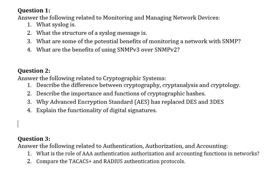 Solved Question 1: Answer the following related to | Chegg.com