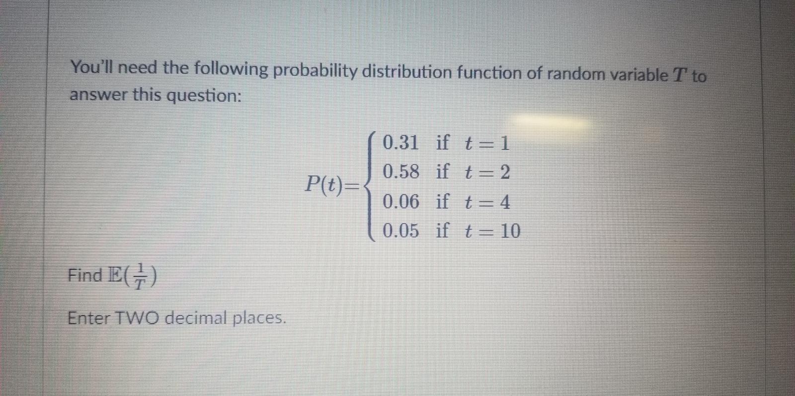 Solved You'll need the following probability distribution | Chegg.com