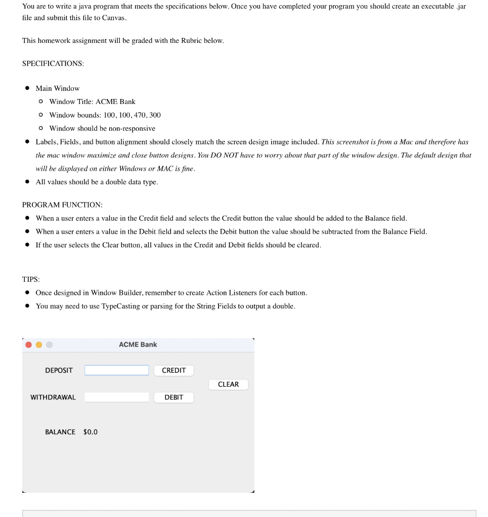 Solved You are to write a java program that meets the | Chegg.com