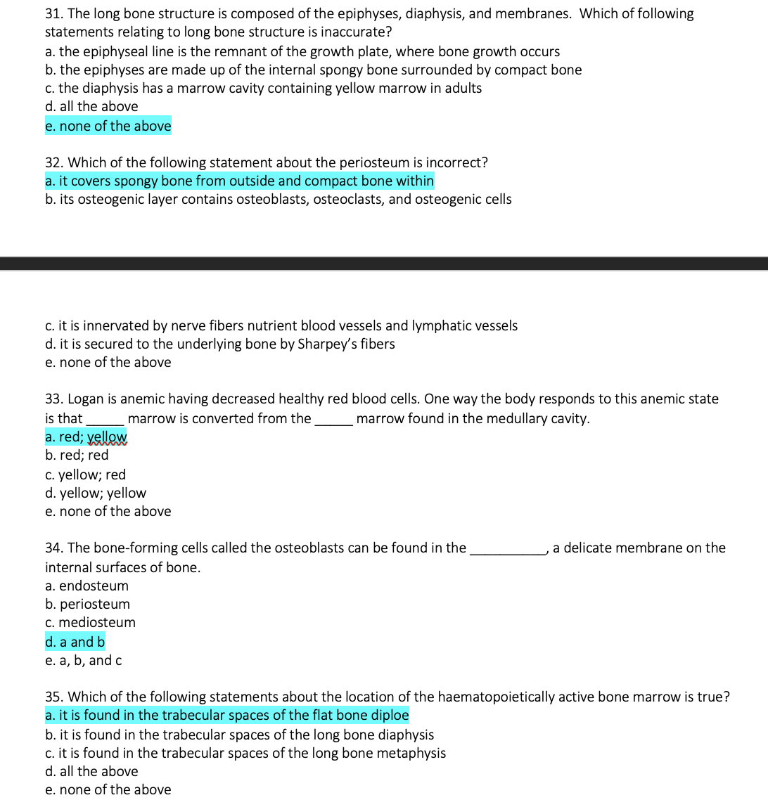 Are these right? The long bone structure is composed | Chegg.com