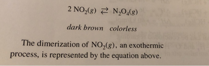 Solved 2 NO2(8) N204(8) dark brown colorless The | Chegg.com