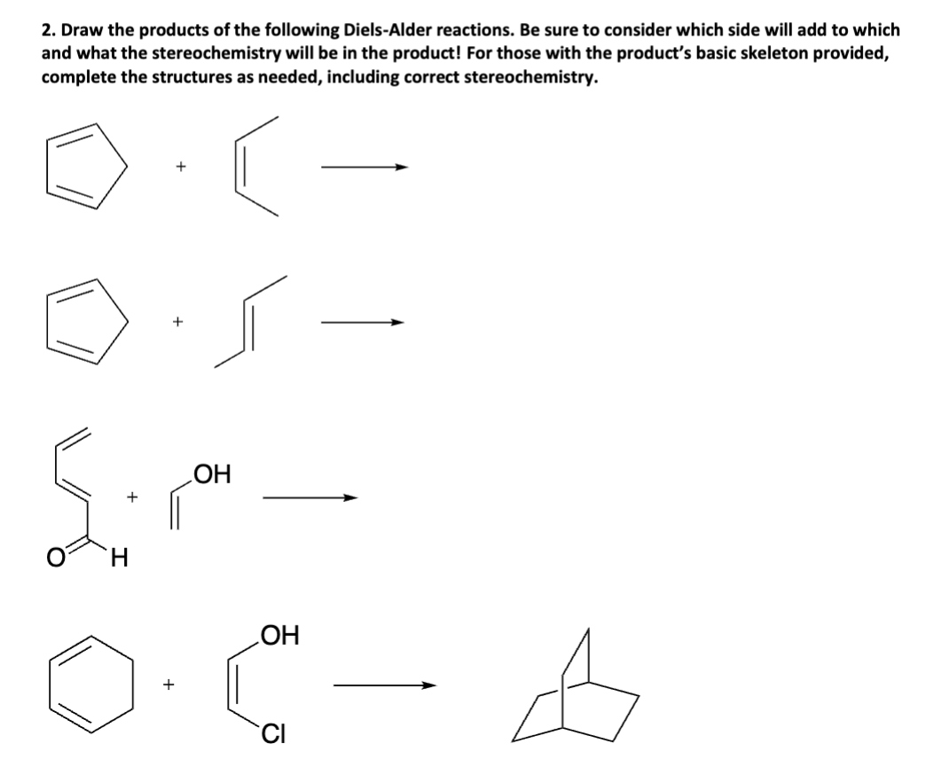Solved Draw the products of the following Diels-Alder | Chegg.com