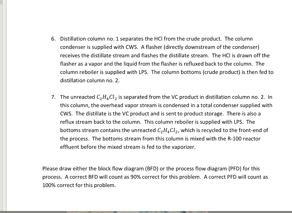 Solved 6. Distillation column no. 1 separates the HCl from | Chegg.com