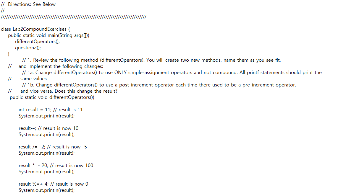 Solved // Directions: See Below // class Lab2Compound | Chegg.com