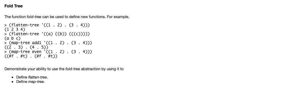 Fold Tree The function fold-tree can be used to | Chegg.com