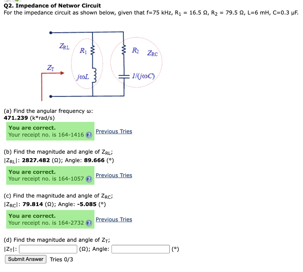 Solved Q2. Impedance of Networ Circuit For the impedance | Chegg.com