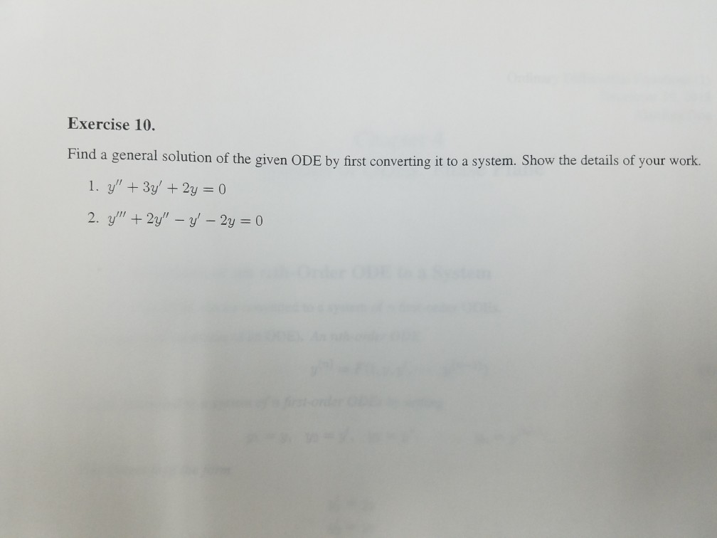 Solved Exercise 10. Find a general solution of the given ODE | Chegg.com