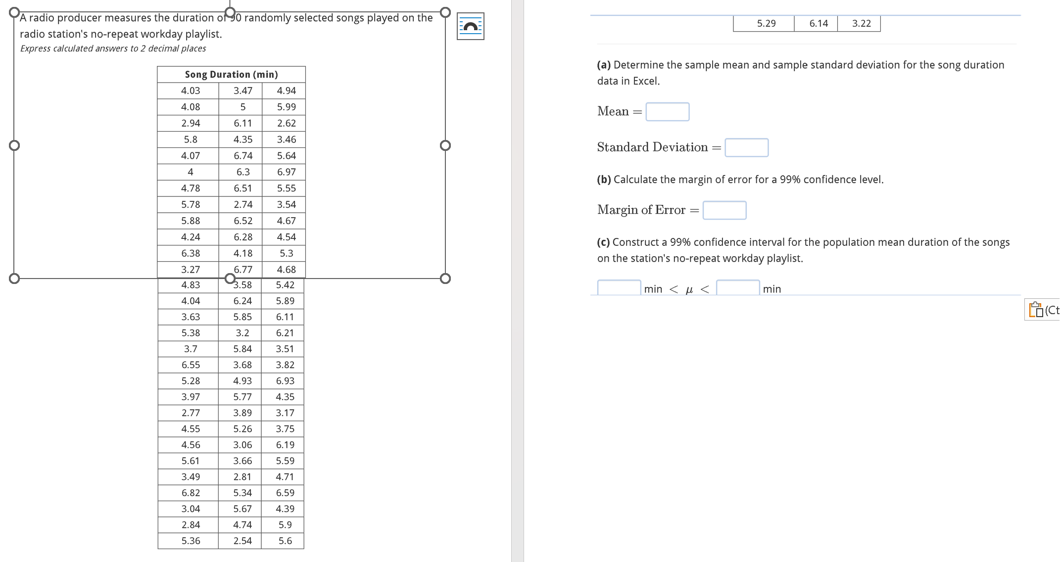 (a) ﻿Determine the sample mean and sample standard | Chegg.com