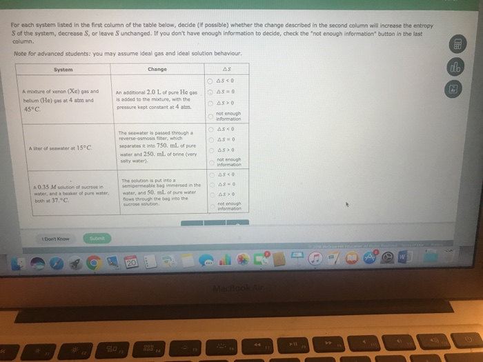 Solved For each system listed in the first column of the | Chegg.com