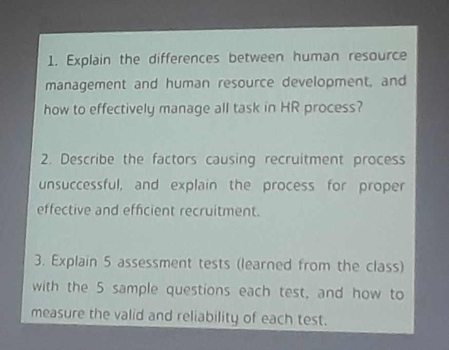Human Resource Management Examination Questions And Answers ...