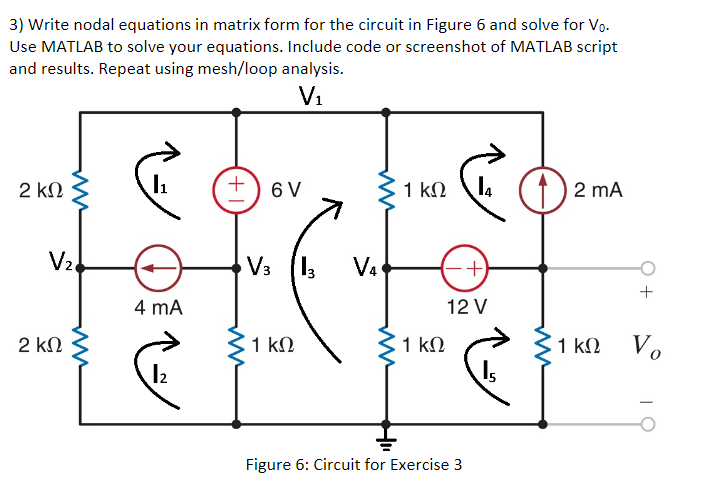 Solved 3) Write nodal equations in matrix form for the | Chegg.com
