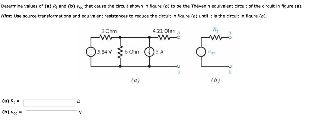 Solved Determine values of (a) Rt and (b) Voc that cause the | Chegg.com