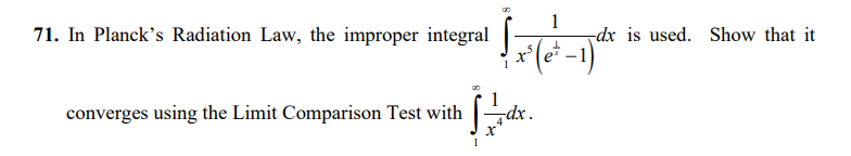 Solved 71. In Planck's Radiation Law, the improper integral | Chegg.com