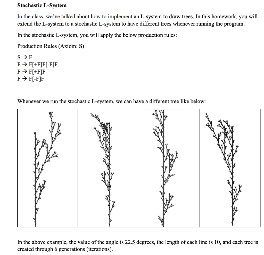 Solved Stochastic L-System In the class, we've talked about | Chegg.com Solved Stochastic L-System In the class, we've talked about | Chegg.com