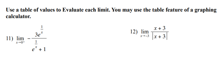 Solved Use a table of values to Evaluate each limit. You may | Chegg.com