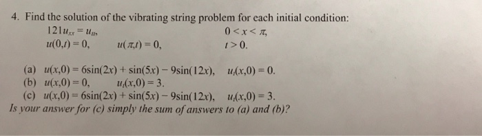 Solved Find the solution of the vibrating string problem for | Chegg.com