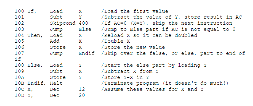 Solved 100 If, Load X / Load the first value 101 Subt Y / | Chegg.com
