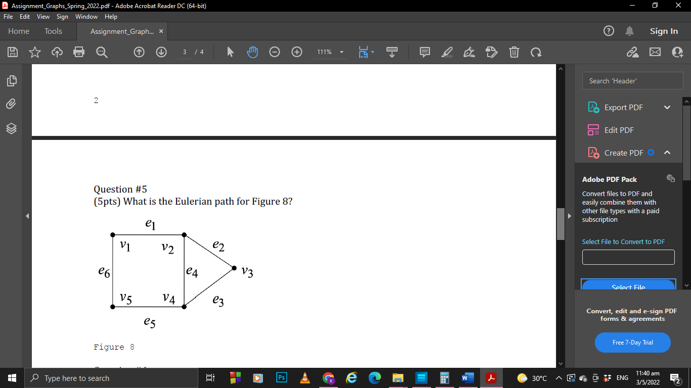 Solved X Assignment_Graphs_Spring_2022.pdf - Adobe Acrobat | Chegg.com