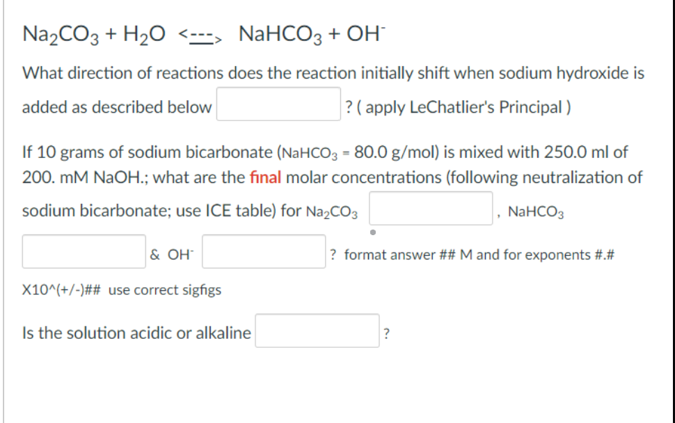 Solved Na2CO3 + H2O NaHCO3 + OH What direction of | Chegg.com