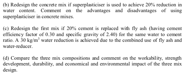 Solved 7. Using DOE method of mix design using reference | Chegg.com