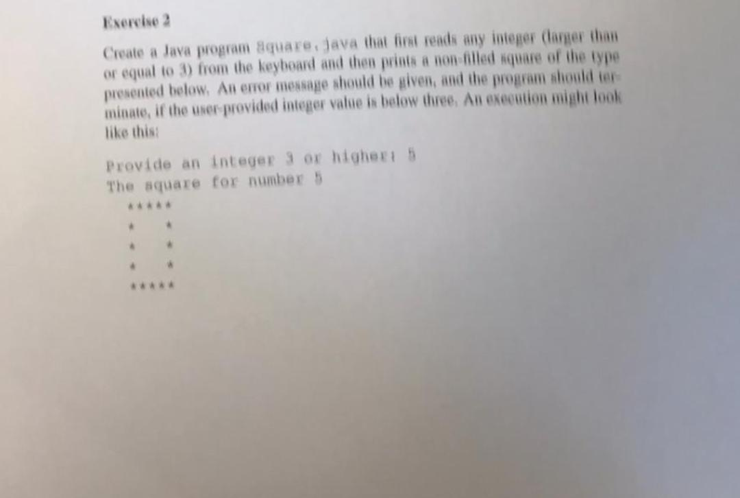 Solved Exercise 2 Create A Java Program Square Java That