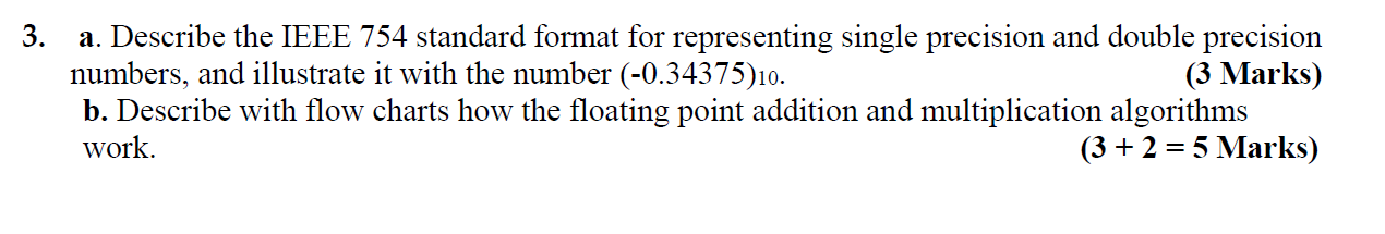 Solved 3. a. Describe the IEEE 754 standard format for | Chegg.com