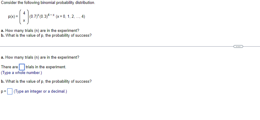 Solved Consider the following binomial probability | Chegg.com