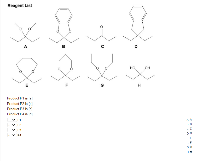 Solved Reagent List B F D Product P1 is [a] Product P2 is | Chegg.com