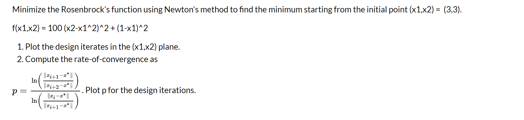 Minimize the Rosenbrock's function using Newton's | Chegg.com