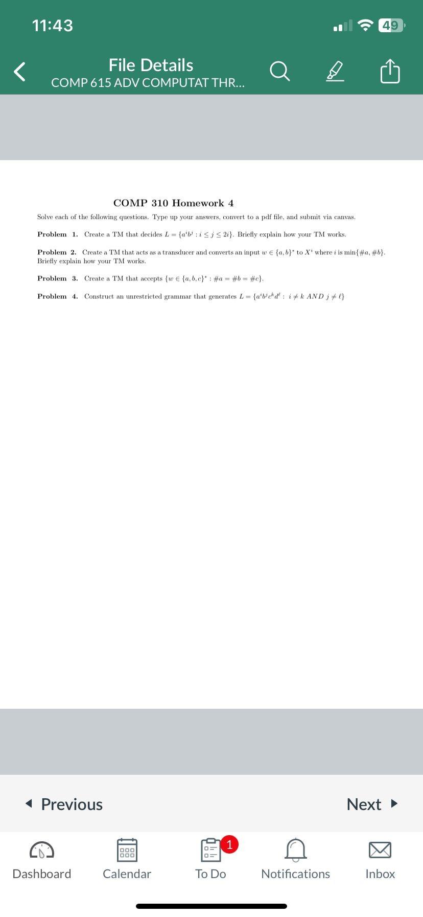 Solved COMP 310 Homework 4 Solve each of the following | Chegg.com