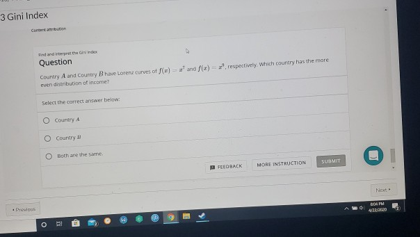 Solved 3 Gini Index Comentario Find and interpret the index | Chegg.com