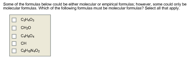 Solved Some of the formulas below could be either molecular | Chegg.com