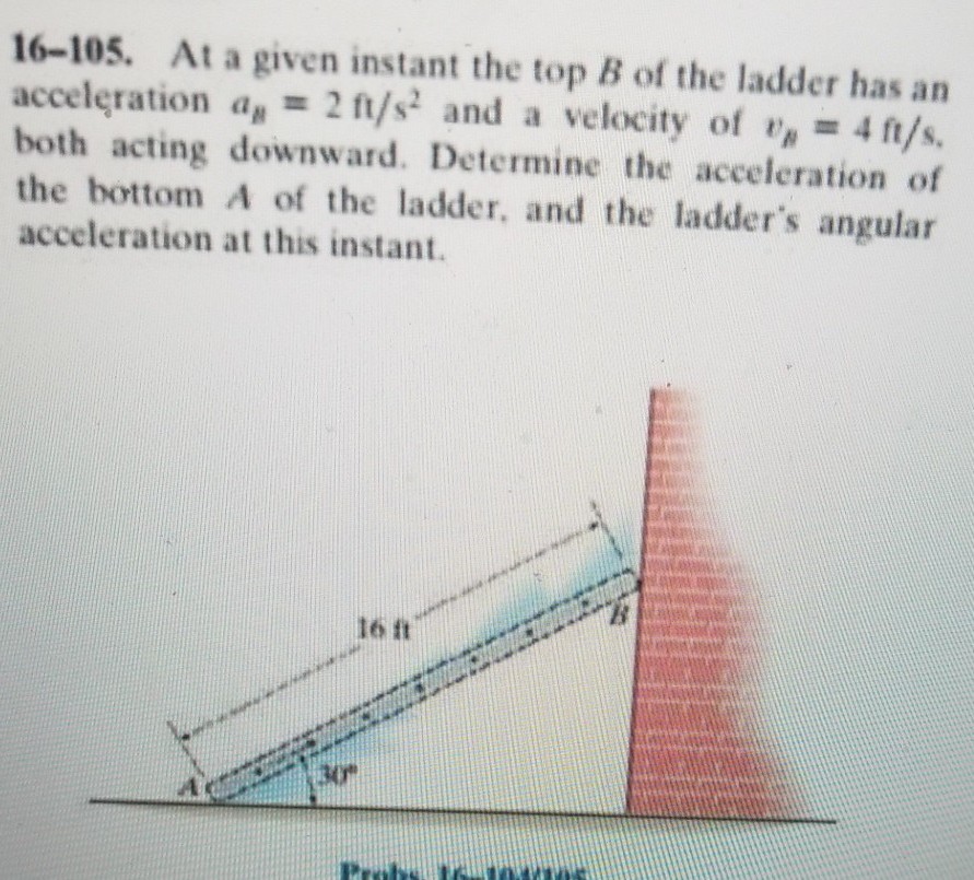 Solved 16-105. At a given instant the top B of the ladder | Chegg.com