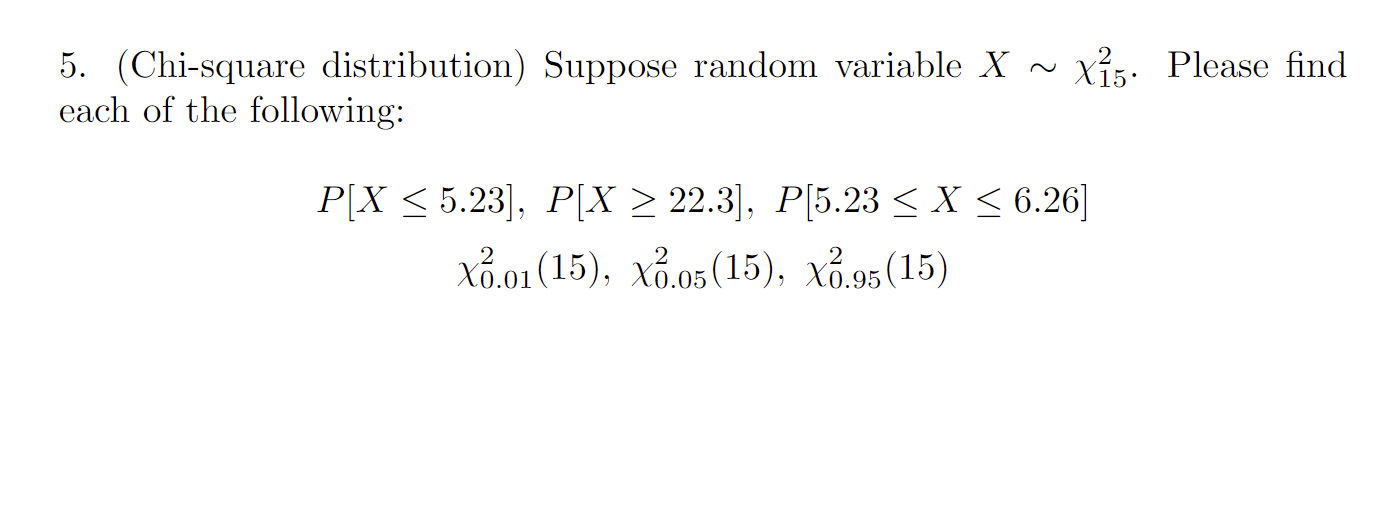 Solved 5. (Chi-square distribution) Suppose random variable | Chegg.com