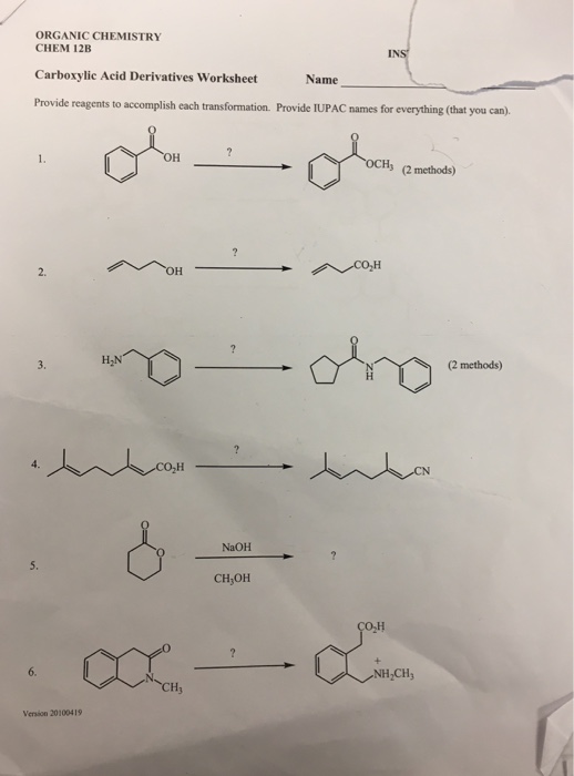 Solved ORGANICCHEMISTRY CHEM 12B IN Carboxylic Acid | Chegg.com