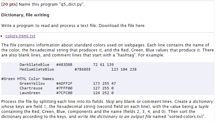 Solved (20 pts] Name this program "q5_dict.py". Dictionary, | Chegg.com