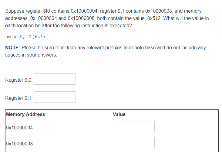 Solved Suppose register Sto contains 0x10000004, register | Chegg.com