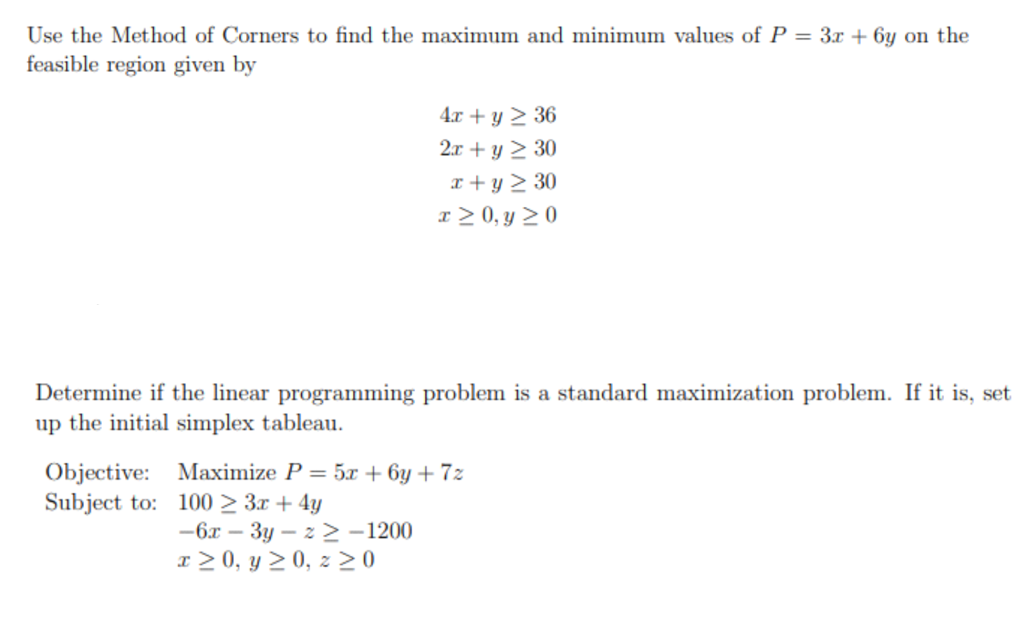 Solved Use the Method of Corners to find the maximum and | Chegg.com
